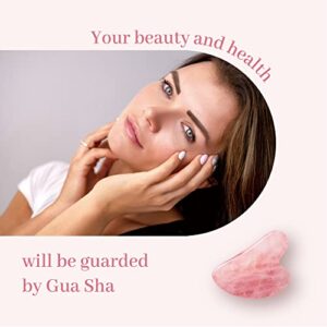 Rena Chris Rose Quartz Gua Sha, Natural Jade Facial Tools for SPA Acupuncture, Pink Stone for Body Face Neck and Eye, Skin Care Gift for Woman