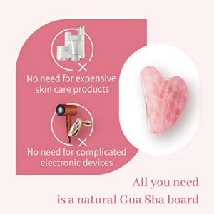 Rena Chris Rose Quartz Gua Sha, Natural Jade Facial Tools for SPA Acupuncture, Pink Stone for Body Face Neck and Eye, Skin Care Gift for Woman