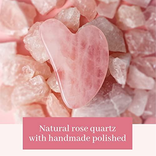 Rena Chris Rose Quartz Gua Sha, Natural Jade Facial Tools for SPA Acupuncture, Pink Stone for Body Face Neck and Eye, Skin Care Gift for Woman