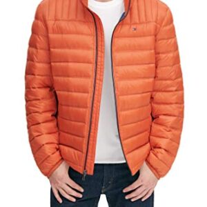 Tommy Hilfiger Men's Real Down Insulated Packable Puffer Jacket, Orange, X-Large