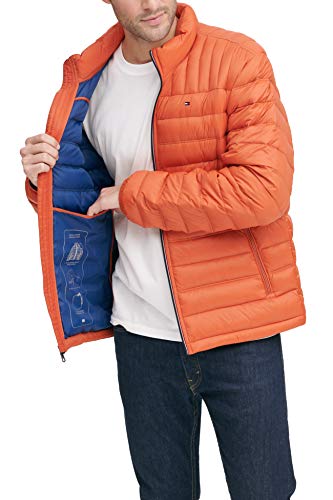 Tommy Hilfiger Men's Real Down Insulated Packable Puffer Jacket, Orange, X-Large