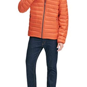 Tommy Hilfiger Men's Real Down Insulated Packable Puffer Jacket, Orange, X-Large