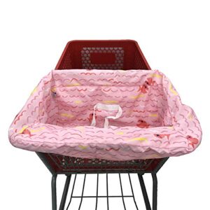 Portable 2-in1 Grocery Cart Cover and High Chair Seat Cover for Baby (Pink Fish)