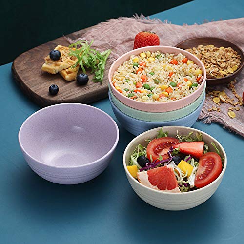 NAWOVAO Wheat Straw Bowls Small Snack Bowls - 12 Ounces Unbreakable Small Bowls for Side Dishes, Reusable Plastic Dessert Bowls Set of 5, BPA Free