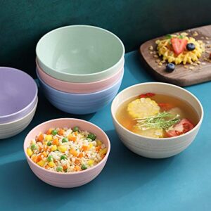 NAWOVAO Wheat Straw Bowls Small Snack Bowls - 12 Ounces Unbreakable Small Bowls for Side Dishes, Reusable Plastic Dessert Bowls Set of 5, BPA Free