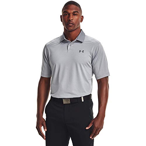 Under Armour Men's Performance Stripe Golf Polo , Steel (035)/Pitch Gray, Small