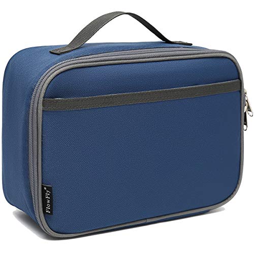 FlowFly Kids Lunch box Insulated Soft Bag Mini Cooler Back to School Thermal Meal Tote Kit for Girls, Boys,Cyan