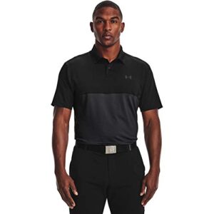 under armour men's performance golf polo 2.0 colorblock , black (006)/jet gray , x-large