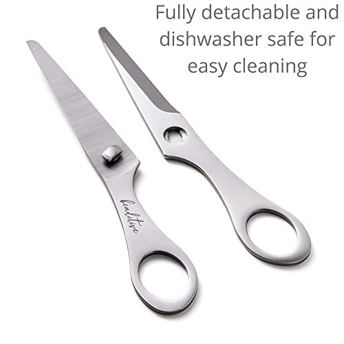 Beaditive Baby Food Scissors - Stainless Steel Toddler Food Cutter with Serrated Blade and Blunt Tip for Safety - Dishwasher Safe Baby Food Shears for Cutting Tiny Bites with Portable Travel Case