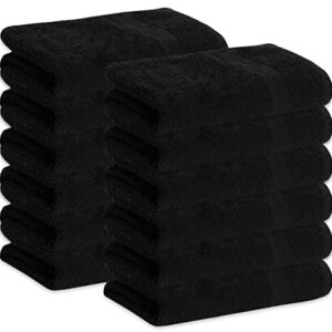 GREEN LIFESTYLE Black Bleach Proof Towels Bulk Sets 100% Cotton 16' X 25' Premium Spa Quality, Super Soft and Absorbent for Gym, Pool, Spa, Salon and Home 12 Pack