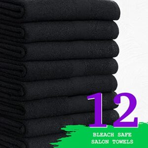 GREEN LIFESTYLE Black Bleach Proof Towels Bulk Sets 100% Cotton 16' X 25' Premium Spa Quality, Super Soft and Absorbent for Gym, Pool, Spa, Salon and Home 12 Pack