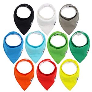 twinor 10 pack baby bibs plain baby bandana drool bibs for drooling and teething, super absorbent&soft bibs for baby boys and girls