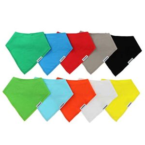 TWINOR 10 Pack Baby Bibs Plain Baby Bandana Drool Bibs for Drooling and Teething, Super Absorbent&Soft Bibs for Baby Boys and Girls