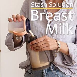 haakaa Silicone Milk Storage Bags Reusable Breastmilk Storage Bags Breast Milk Storing Containers for Breastfeeding, BPA Free, 9oz/260ml, 2 PK