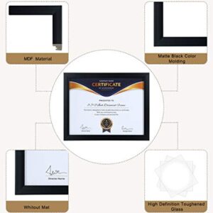 ELSKER&HOME 8.5x11 Picture Frame - Certificate Document Frame 6 Pack with Semi-Tempered Glass - Black Sturdy Wood Composite Award Diploma Frame - Includes Hanging Hardware and Desktop Easel