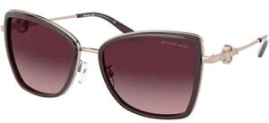 michael kors woman sunglasses rose gold/cordovan frame, burgundy gradient lenses, 55mm