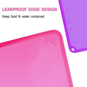 Placemats for Kids, Silicone Baby Placemats for Toddler Children Reusable Non-Slip Large Silicone Sheets for Crafts Resin Jewelry Casting Table Mats, 2 Pack, Purple/Pink