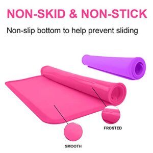 Placemats for Kids, Silicone Baby Placemats for Toddler Children Reusable Non-Slip Large Silicone Sheets for Crafts Resin Jewelry Casting Table Mats, 2 Pack, Purple/Pink