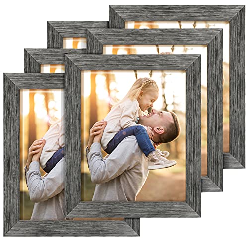 TWING 8 X 10 Picture Frames Set of 6, Rustic Grey Farmhouse Collage Photo Frames Gallery Wall Frame Set for Table Top and Wall Display