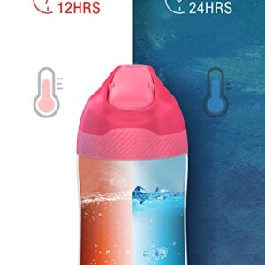 EIJIAN Kids Insulated Water Bottle With Straw Lid 14oz, Leak-Proof BPA-FREE Metal Drink Flask, Double Wall Vacuum Stainless Steel Cup For Toddlers, Girls, Boys - Suitable For School, Outdoor, Travel