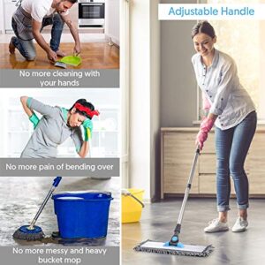 Microfiber Dust Mop for Hardwood Floors - MANGOTIME Dry Floor Mop for Floor Cleaning Hardwood Wood Tile Vinyl Laminate, Wet Flat Mop with 4 Washable Reusable Microfiber Pads and Aluminum Mop Head