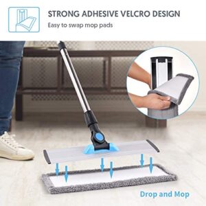 Microfiber Dust Mop for Hardwood Floors - MANGOTIME Dry Floor Mop for Floor Cleaning Hardwood Wood Tile Vinyl Laminate, Wet Flat Mop with 4 Washable Reusable Microfiber Pads and Aluminum Mop Head