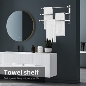 Stretchable 16-30 Inches Towel Bar for Bathroom Kitchen Hand Towel Holder Dish Cloths Hanger SUS304 Stainless Steel RUSTPROOF Wall Mount No Drill Sdjustable (Three BAR)