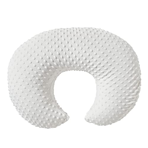 QUENESS Nursing Pillow Cover Breastfeeding Pillow Cases Minky Dot Slipcover (White)