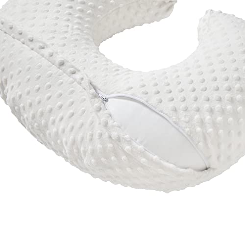 QUENESS Nursing Pillow Cover Breastfeeding Pillow Cases Minky Dot Slipcover (White)