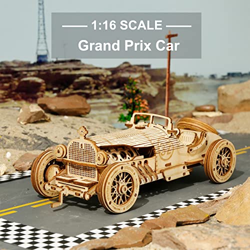 ROKR 3D Wooden Puzzle-Mechanical Car Model-Self Building Vehicle Kits-Brain Teaser Toys-Best Gift for Adults and Kids on Birthday/Christmas Day (Grand Prix Car)