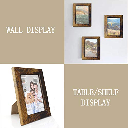 PETAFLOP 5x7 Frame Rustic Picture Frames Fits 5 by 7 Inch Photo Wall Tabletop Display, 7 Pack