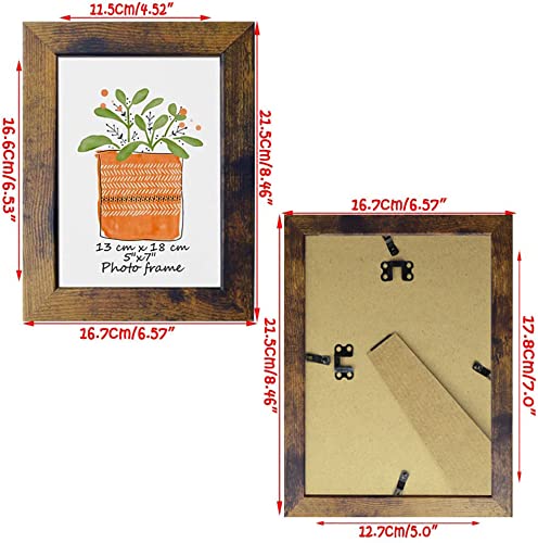 PETAFLOP 5x7 Frame Rustic Picture Frames Fits 5 by 7 Inch Photo Wall Tabletop Display, 7 Pack