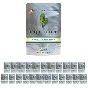 functional formularies liquid hope peptide organic tube feeding formula and nutritional meal replacement supplement, 12 oz pouch, pack of 24