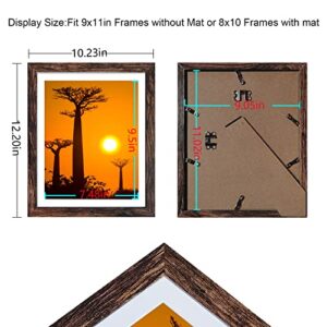 SESEAT 8x10 Picture Frames Rustic Brown with Mat Photo Frames 4 Packs for Tabletop or Wall