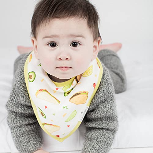 Loulou Lollipop Soft Breathable and Absorbent Muslin Bandana Bib Drool Bib Set for Baby Girl and Boy, Adjustable 3 to 36 Months, 2 Pack - Taco/Sushi