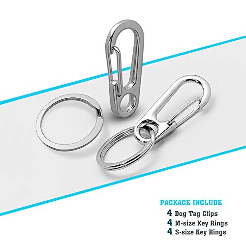 XBD Dog Tag Clips/Quick Clip with Rings/Easy Change Pet ID Tag Holder for Dog Pets Collars and Harnesses. (4 PCs Pack)