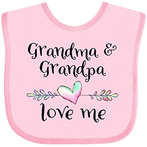 inktastic Grandma and Grandpa Love Me- Heart Grandchild Baby Bib Pink 375f2