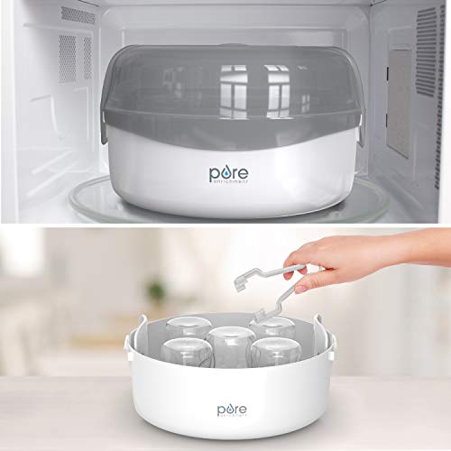 Pure Enrichment® PureBaby® Microwave Bottle Sterilizer - Fast and Easy Natural Steam Sterilizer, 8 Bottle Capacity, BPA Free - Ideal for Bottles, Pacifiers, Training Cups, and Breast Pump Parts