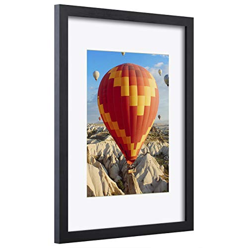 RR ROUND RICH DESIGN 11x14 inch Picture Frames Made of Solid Wood and HD Glass Display Photos 8x10 with Mat or 11x14 Without Mat 3PK Black