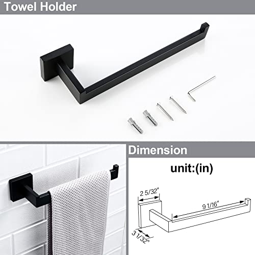 BAGNOLUX Matte Black Bathroom Accessories Set, 4-Piece Wall Mounted Towel Bar Set Towel Racks for Bathroom Heavy Duty, 23.6 Inch