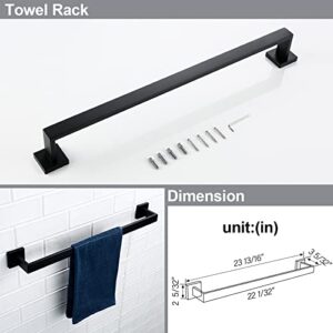 BAGNOLUX Matte Black Bathroom Accessories Set, 4-Piece Wall Mounted Towel Bar Set Towel Racks for Bathroom Heavy Duty, 23.6 Inch