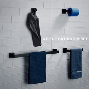 BAGNOLUX Matte Black Bathroom Accessories Set, 4-Piece Wall Mounted Towel Bar Set Towel Racks for Bathroom Heavy Duty, 23.6 Inch