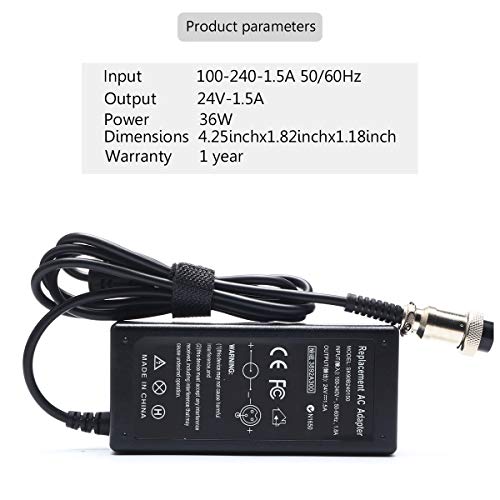 24V Scooter Battery Charger for Razor E100 E200 E200S E175 E300 E300S E125 E150 E500 PR200 E225S E325S MX350 MX400 Charger Power Supply Cord