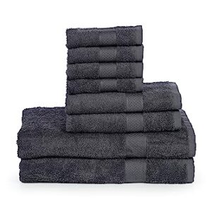 BolBom*S Bath Towels Set of 8, Ultra Soft 100% Cotton, 2 Extra Large Bath Towels 28x56, 2 Hand Towels for Bathroom 16x26, 4 Wash Cloths 12x12, Hotel Towels Ideal for Everyday Use, Hotel & Spa - Grey