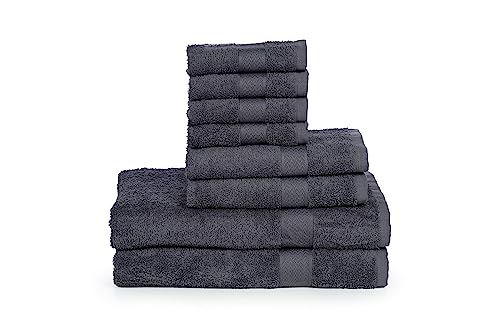 BolBom*S Bath Towels Set of 8, Ultra Soft 100% Cotton, 2 Extra Large Bath Towels 28x56, 2 Hand Towels for Bathroom 16x26, 4 Wash Cloths 12x12, Hotel Towels Ideal for Everyday Use, Hotel & Spa - Grey