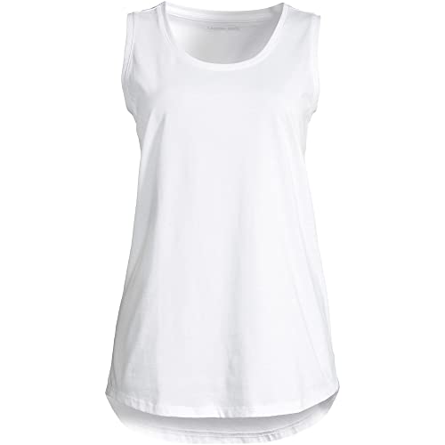 Lands' End Womens Supima Cotton Scoop Neck Tunic Tank White Regular Large