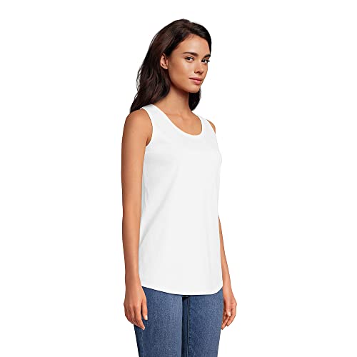 Lands' End Womens Supima Cotton Scoop Neck Tunic Tank White Regular Large