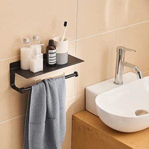 Hand Towel Holder for Bathroom - Paper Towel Holder Wall Mount - for Bathroom Black Paper Towel Holder with Shelf -Kitchen Towel Holder Black