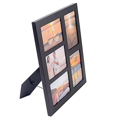 UMICAL 4x6 5-Opening Collage Picture Frame Black Wood Photo Frames for 4x6 Inch Pictures Display Made for Tabletop Stand and Wall Mounting