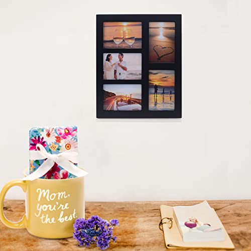 UMICAL 4x6 5-Opening Collage Picture Frame Black Wood Photo Frames for 4x6 Inch Pictures Display Made for Tabletop Stand and Wall Mounting